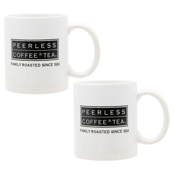 Peerless | Dining | Peerless Coffee Brand Logo White Ceramic Mugs 2 Oz Set Of 2 | Poshmark
